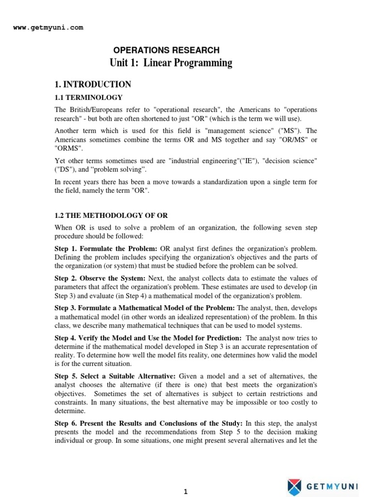 Mechanical Engineering Operation-Research Linear-Programming Notes ... Mechanical Engineering Operation-Research Linear-Programming Notes ...