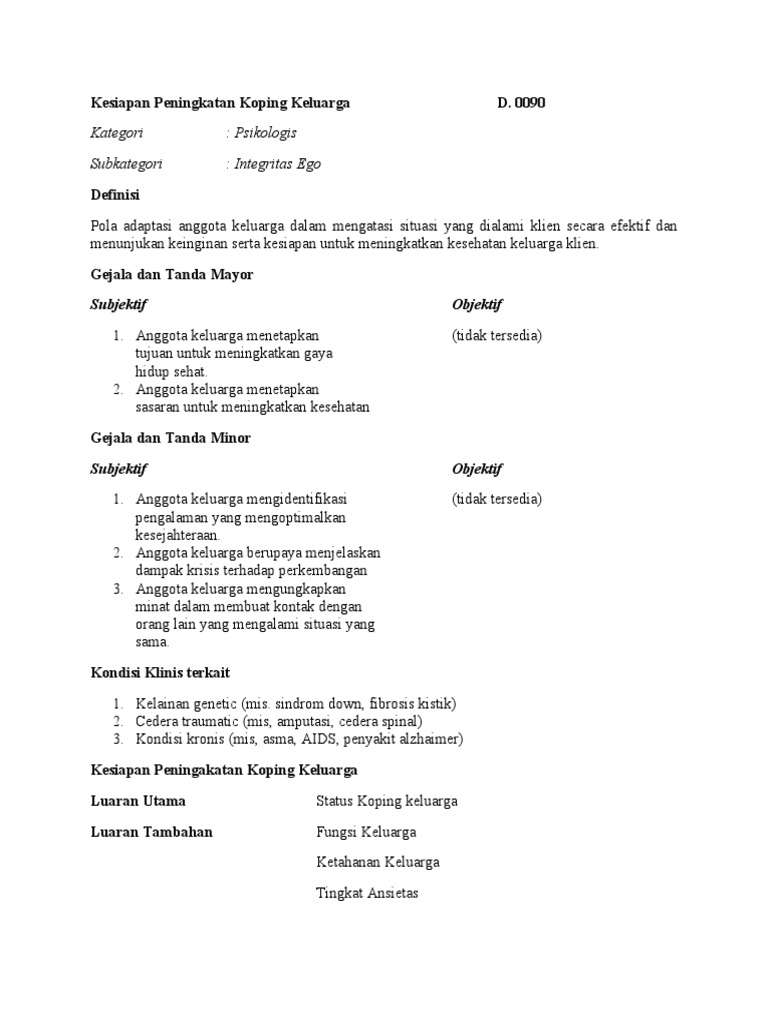 Kesiapan Peningkatan Koping Keluarga | PDF | Karier & Perkembangan