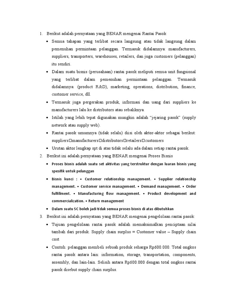 Quiz 1 SCM - SINTA | PDF