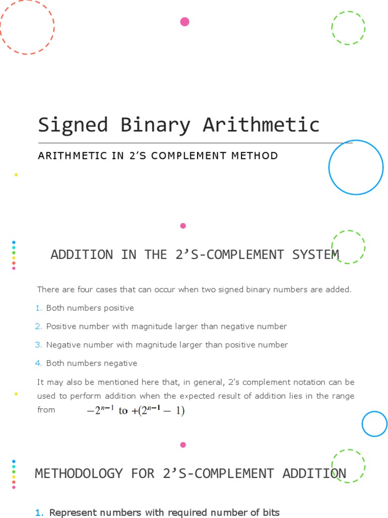Signed Binary Arithmetic Pdf Subtraction Number Theory 8230