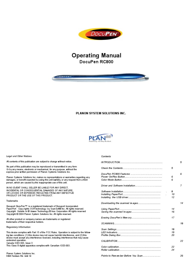 RC800 Operating Manual English | PDF | Image Scanner | Device Driver