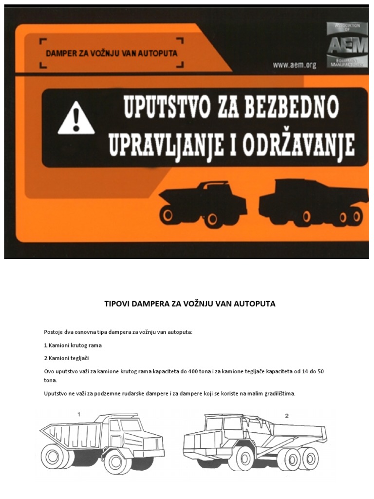 Uputstvo Za Bezbedno Upravljane Damperom | PDF