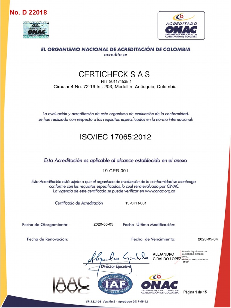 Acreditación ISO/IEC 17065:2012 CERTICHECK | PDF | Luz de la calle | Encendiendo