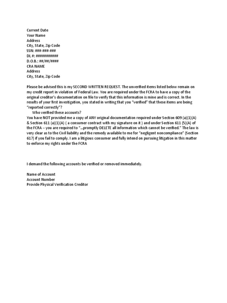 604 Dispute Letter 2 | PDF