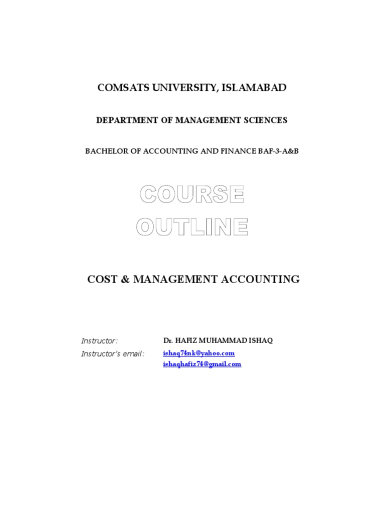 Cost & Management Accounting Course Outline | PDF | Cost Accounting ...