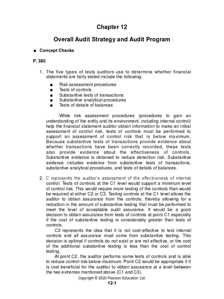 Overall Audit Strategy and Audit Program: Concept Checks P. 385 | PDF | Internal Control | Audit