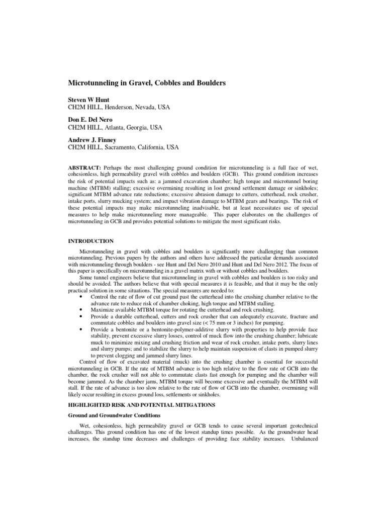 R2013-18, Hunt Et Al, Microtunneling in Gravel, Cobbles and Boulders, F ...
