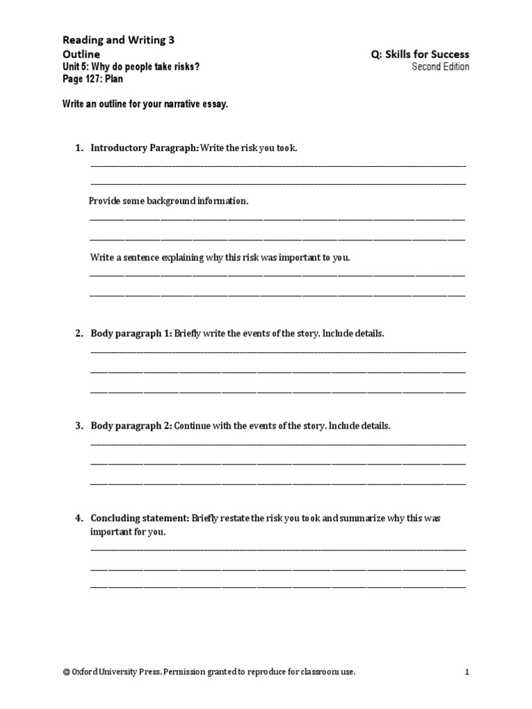 Reading and Writing 3 Outline Q: Skills For Success | PDF