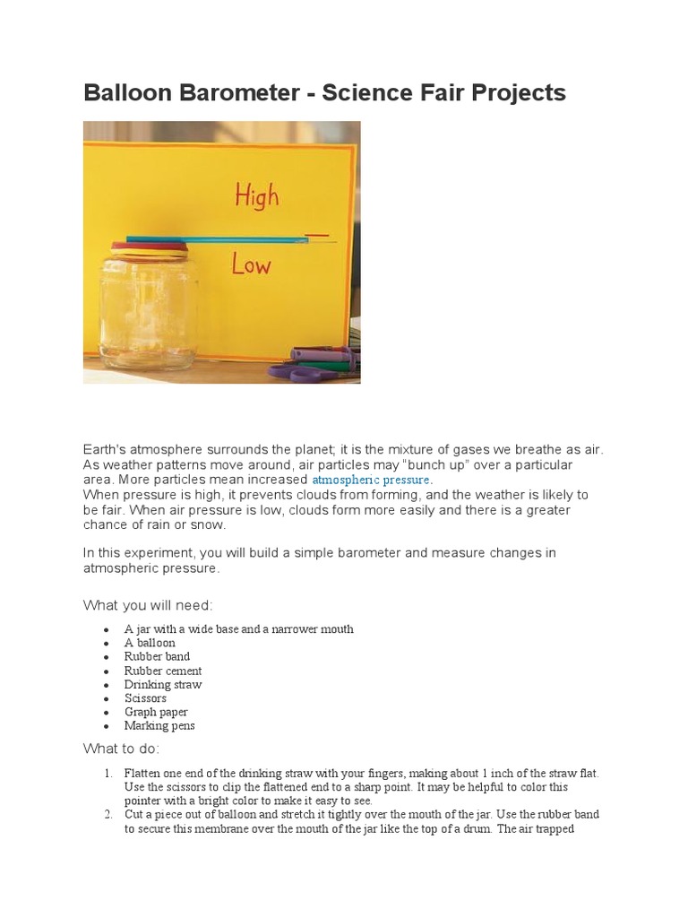 Simple Barometer Science Project