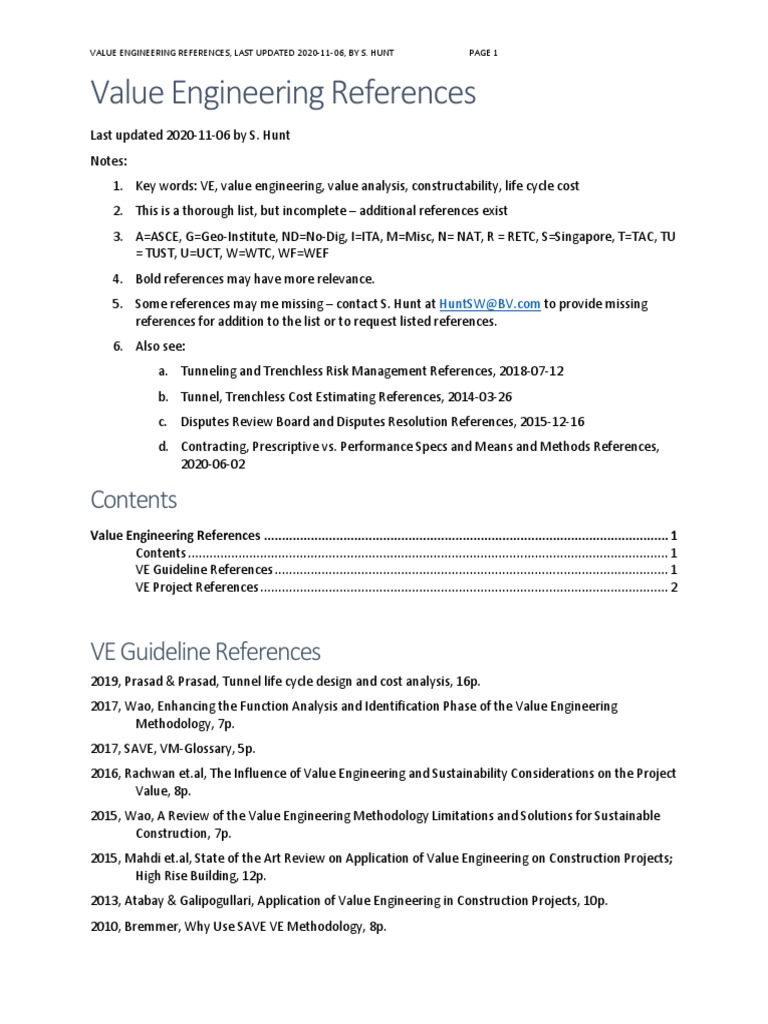 Value Engineering References, 2020-11-06 | PDF | Product Lifecycle ...