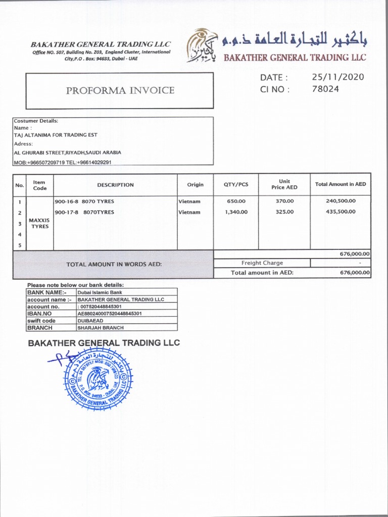 Proforma Invoice | PDF