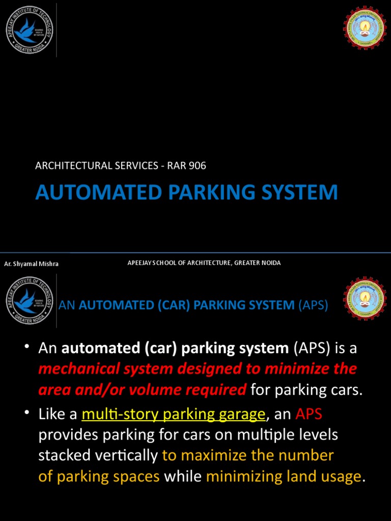 Automated Parking System: Architectural Services - Rar 906 | PDF