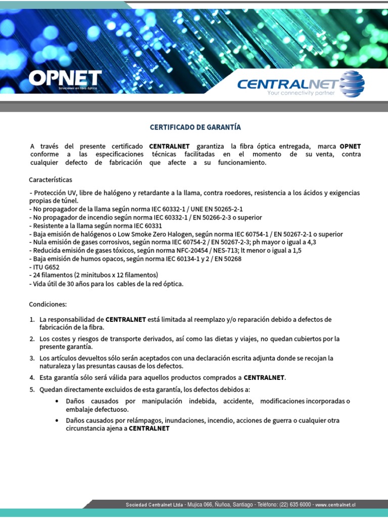 Certificado Opnet Fibra Óptica | PDF | Óptica | Física Aplicada e ...