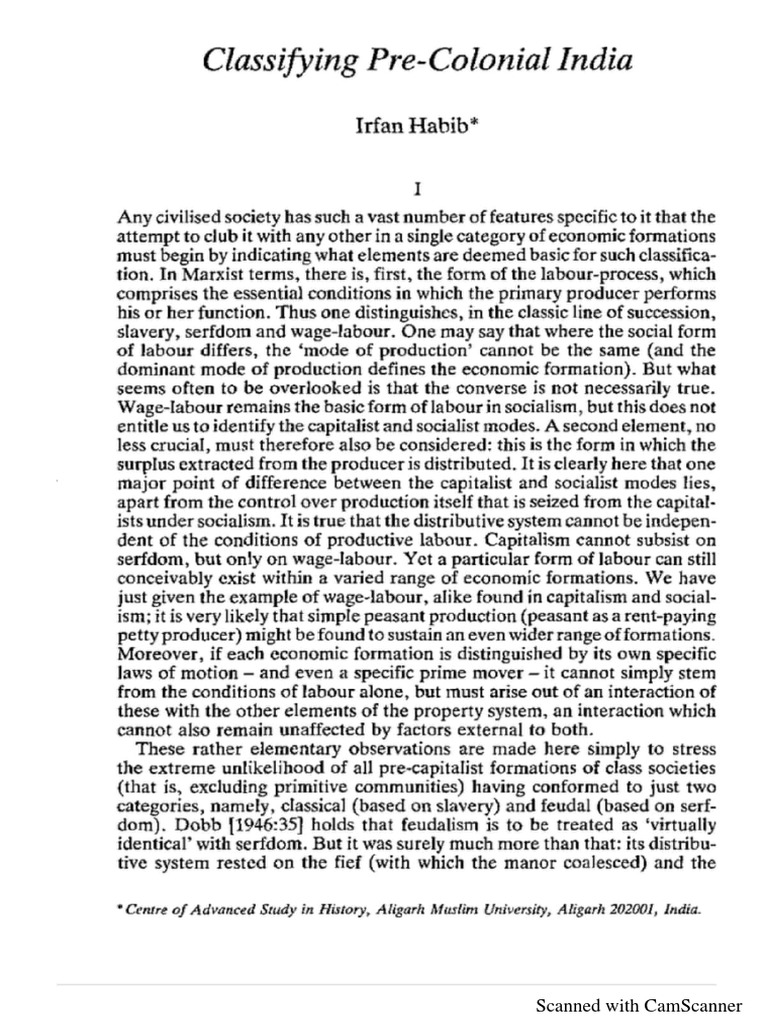 Classifying Pre-Colonial India - Habib | PDF