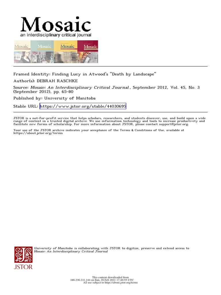 RASCHKE, Debrah. Framed Identity. Finding Lucy in Atwood's Death by ...