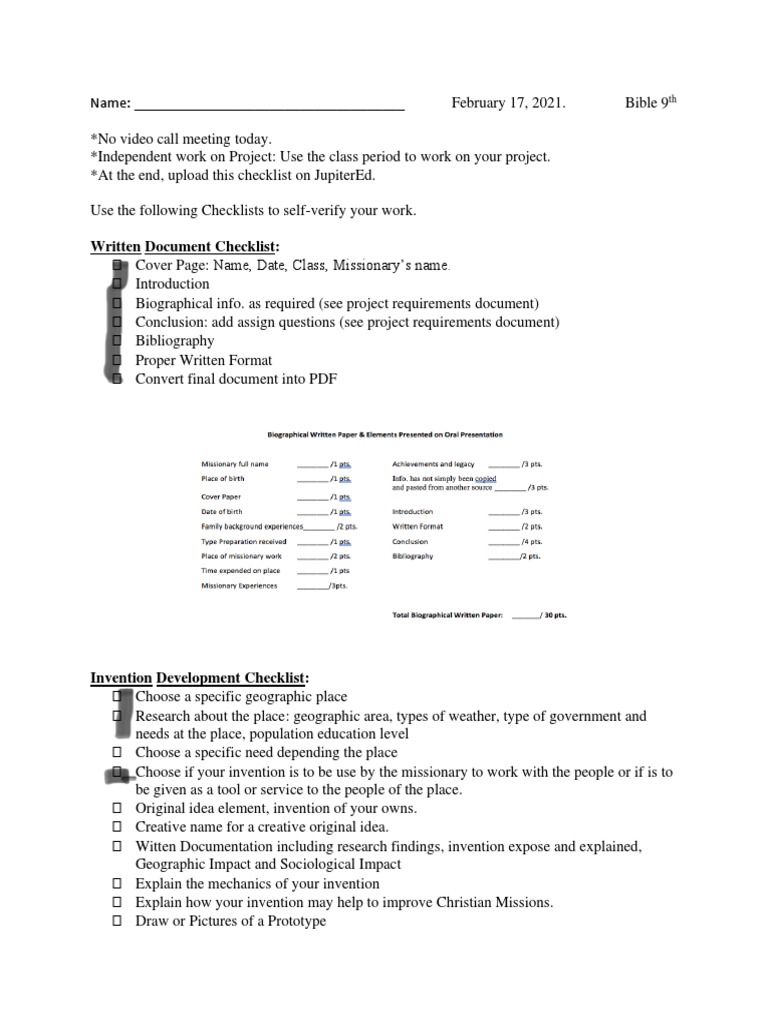 Project Checklist | PDF