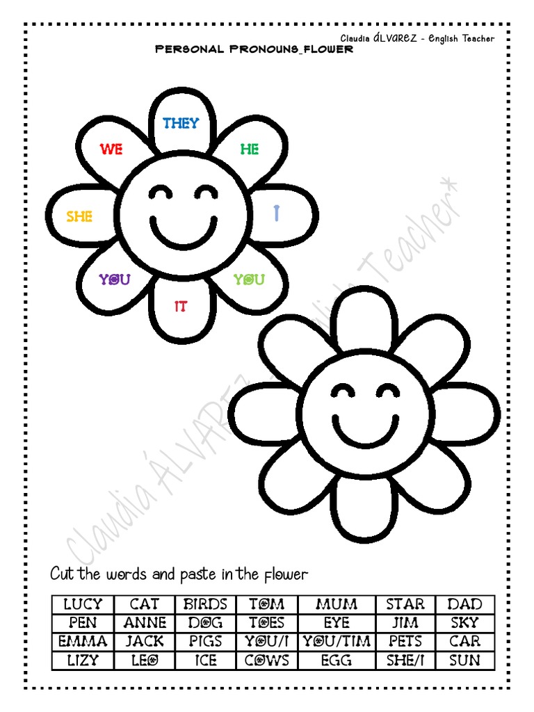 Personal Pronouns - Flower | PDF | Language Arts & Discipline