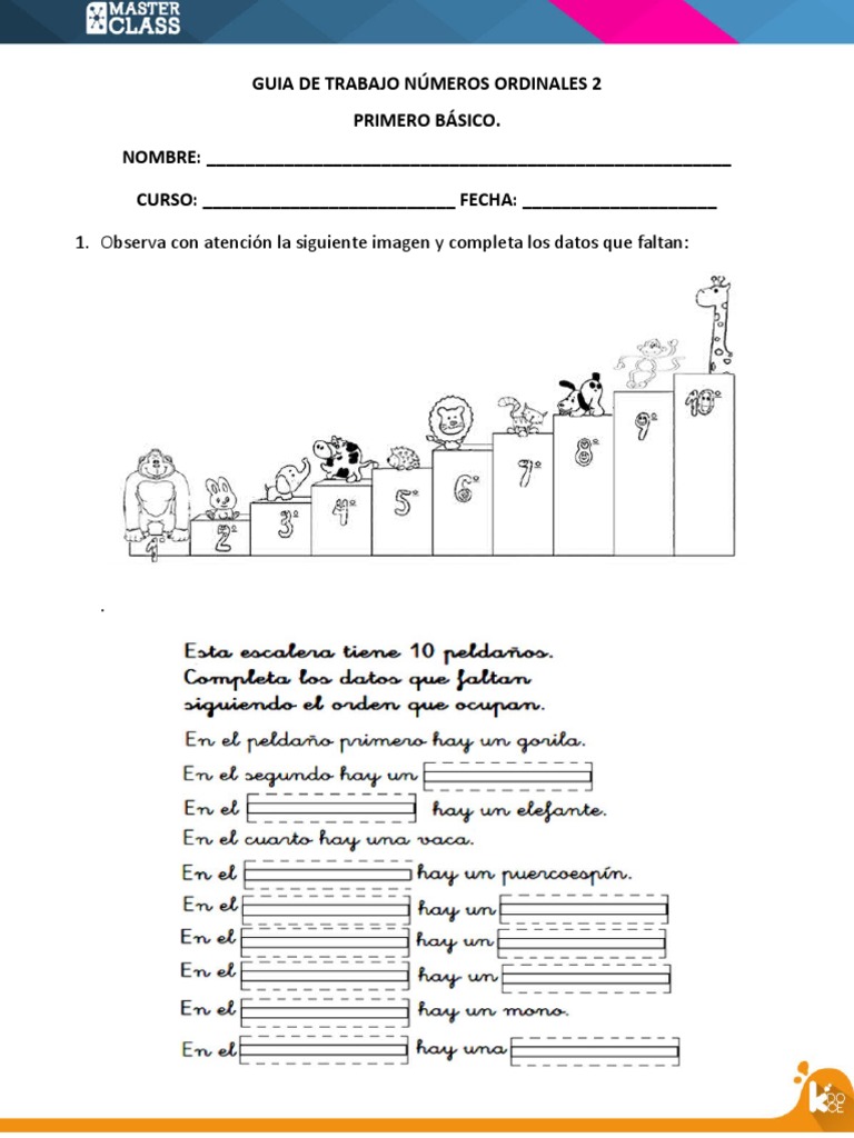 1511453402guia de Trabajo Numeros Ordinales 2 | PDF