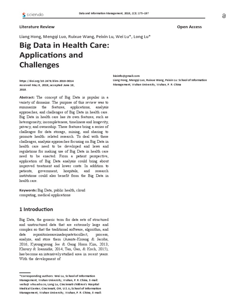 (25439251 - Data and Information Management) Big Data in Health Care ...