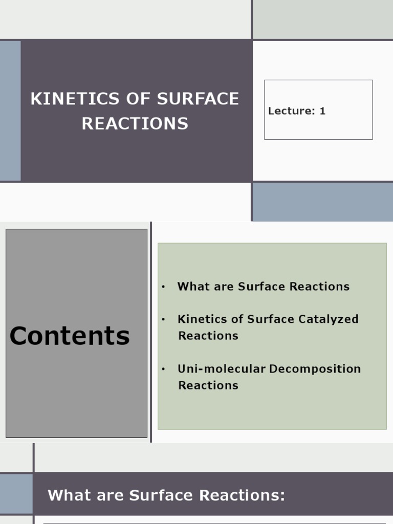 Kinetics of Surface Reactions | PDF | Chemical Reactions | Adsorption