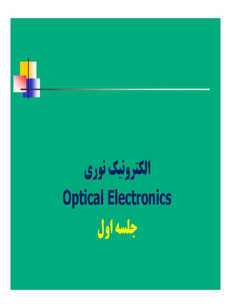Optical Electronics: Photonics (Optical Electronics | PDF | Photonics ...