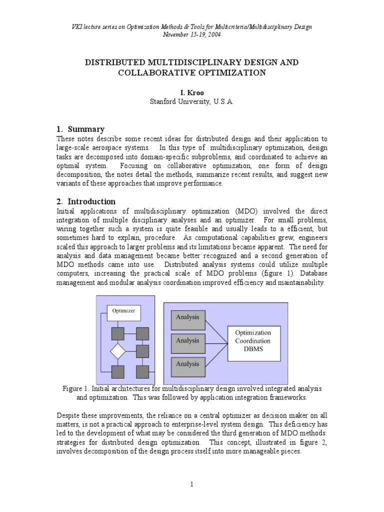Distributed Multidisciplinary Design and Collaborative Optimization ...