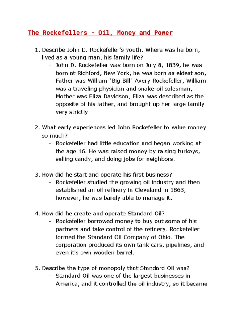 Rockefeller's Oil Monopoly Explained | PDF | John D. Rockefeller ...