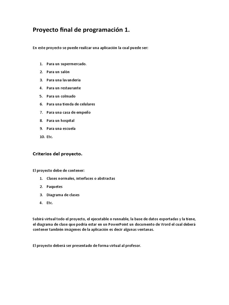 Proyecto Final de Programación 1 | PDF