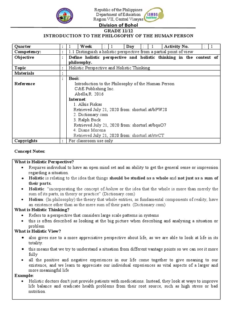 SHS - Humss - Intro To Philo Week 1 | PDF | Idea | Concept
