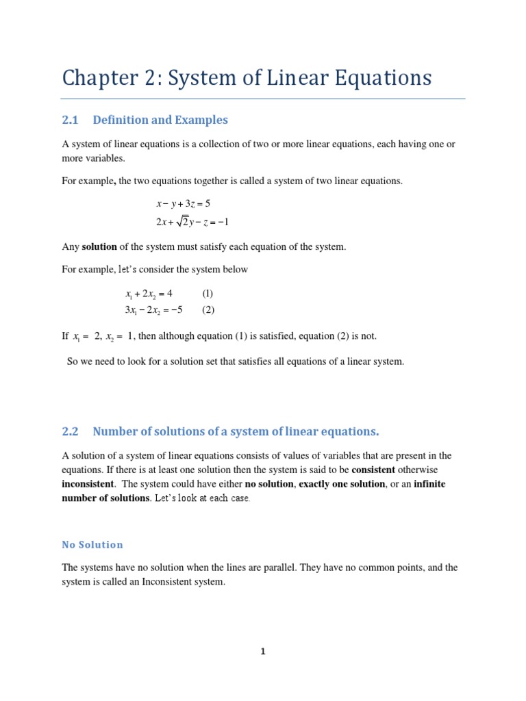 Understanding Systems of Linear Equations | PDF | System Of Linear ...