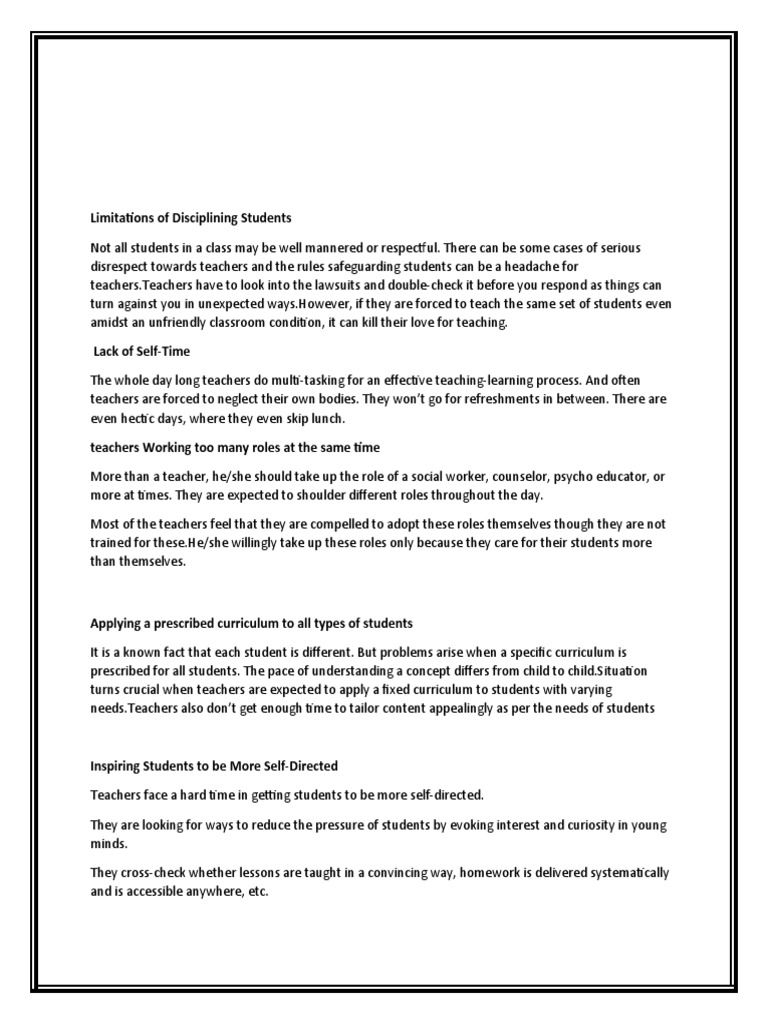 Limitations of Disciplining Students | PDF | Teachers | Curriculum