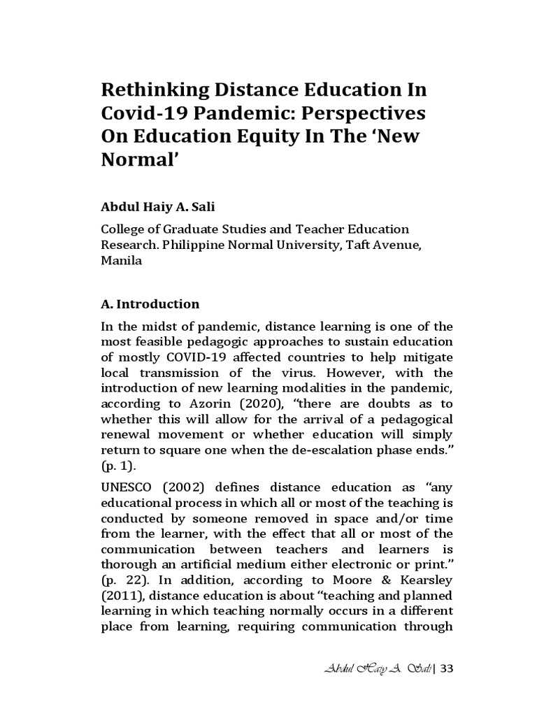 Distance Education Equity in COVID-19 | PDF | Distance Education ...
