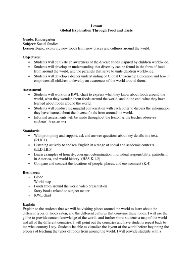 Global Citizenship Lesson Plan | PDF | Cognition | Learning