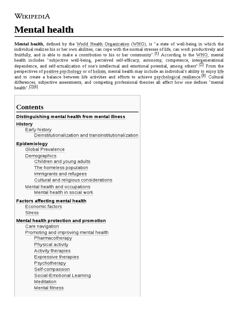 Mental Health | PDF | Mental Health | Mental Disorder