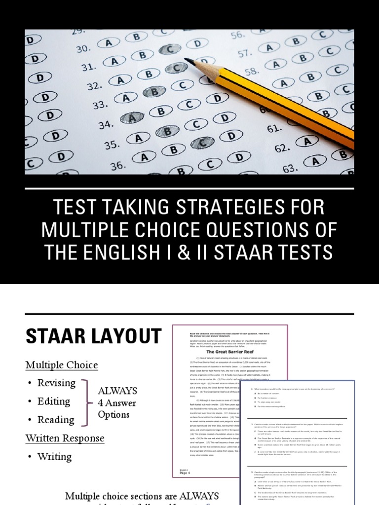 Multiple Choice Test Strategies | PDF | Question | Coral Reef