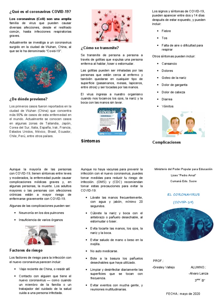 Triptico COVID 19 | PDF | Enfermedades respiratorias | Enfermedades virales