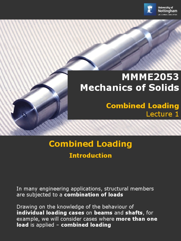 MMME2053 Mechanics of Solids: Combined Loading | PDF | Propeller ...