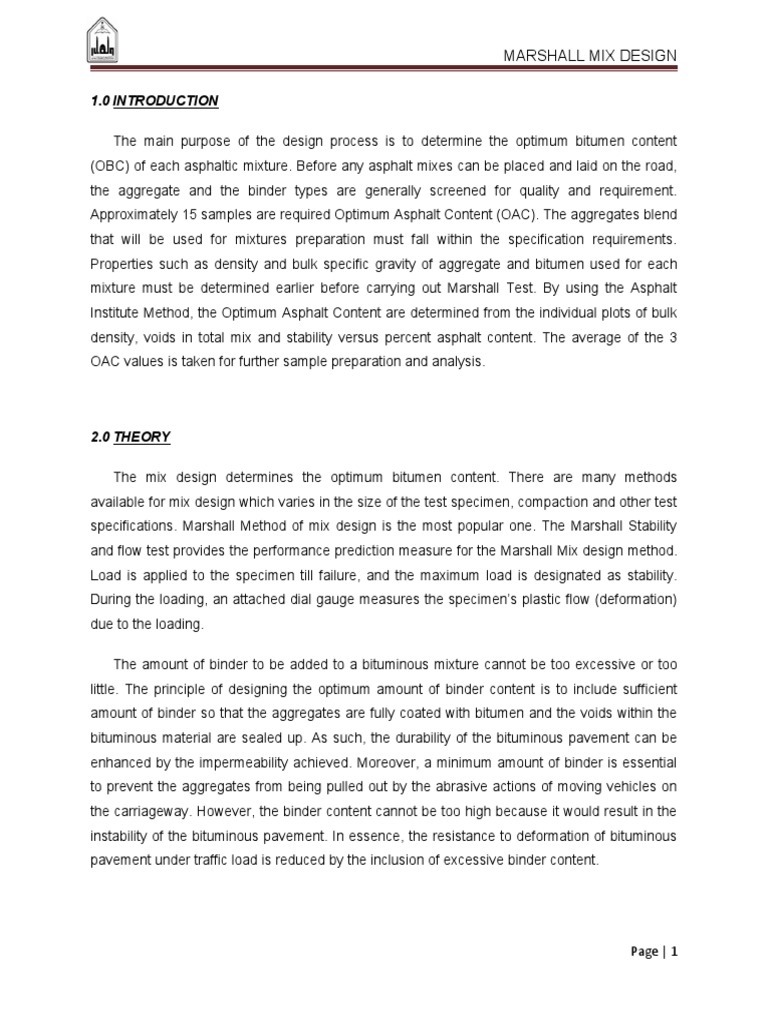 Marshall Mix Design Procedure and Analysis | PDF | Asphalt | Density