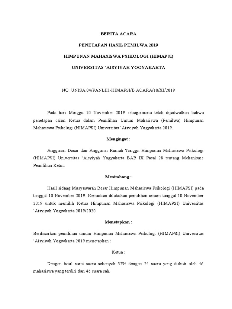 Berita Acara Mubes 2019 | PDF