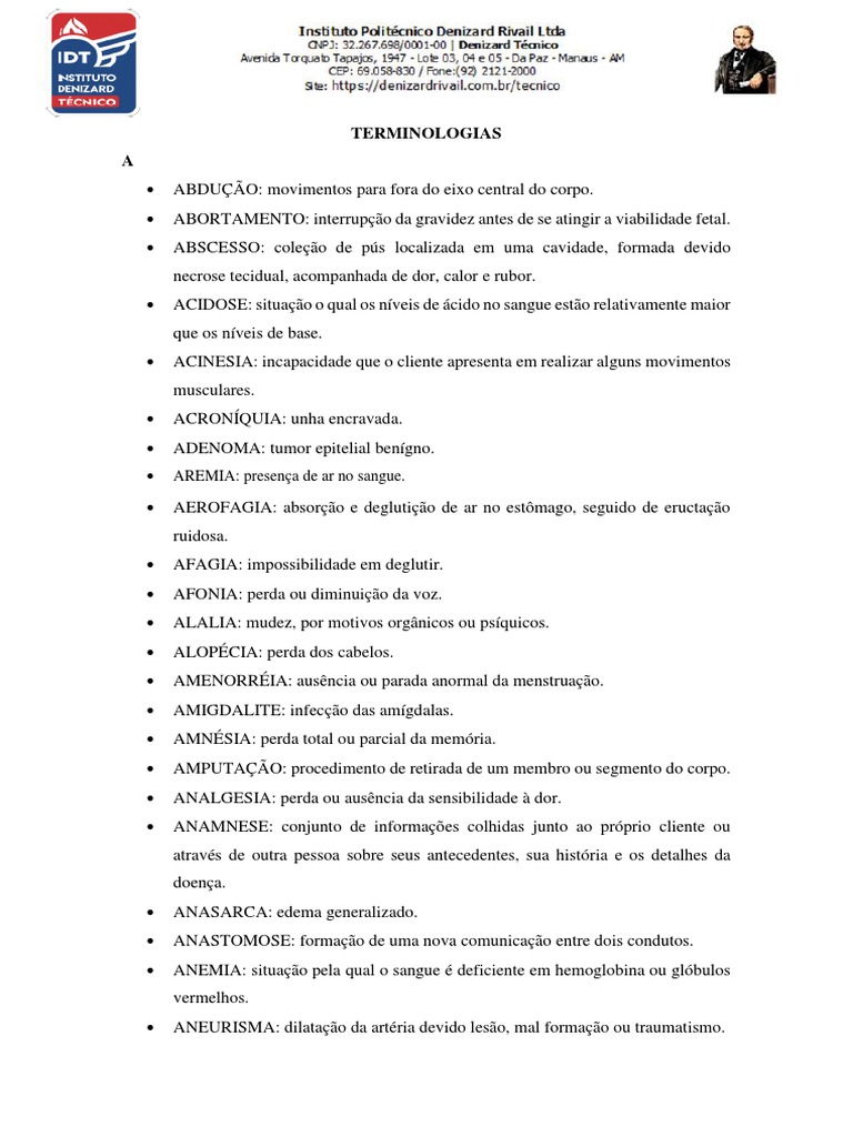 Apostila de Terminologia | PDF | Sangue | Glóbulo branco