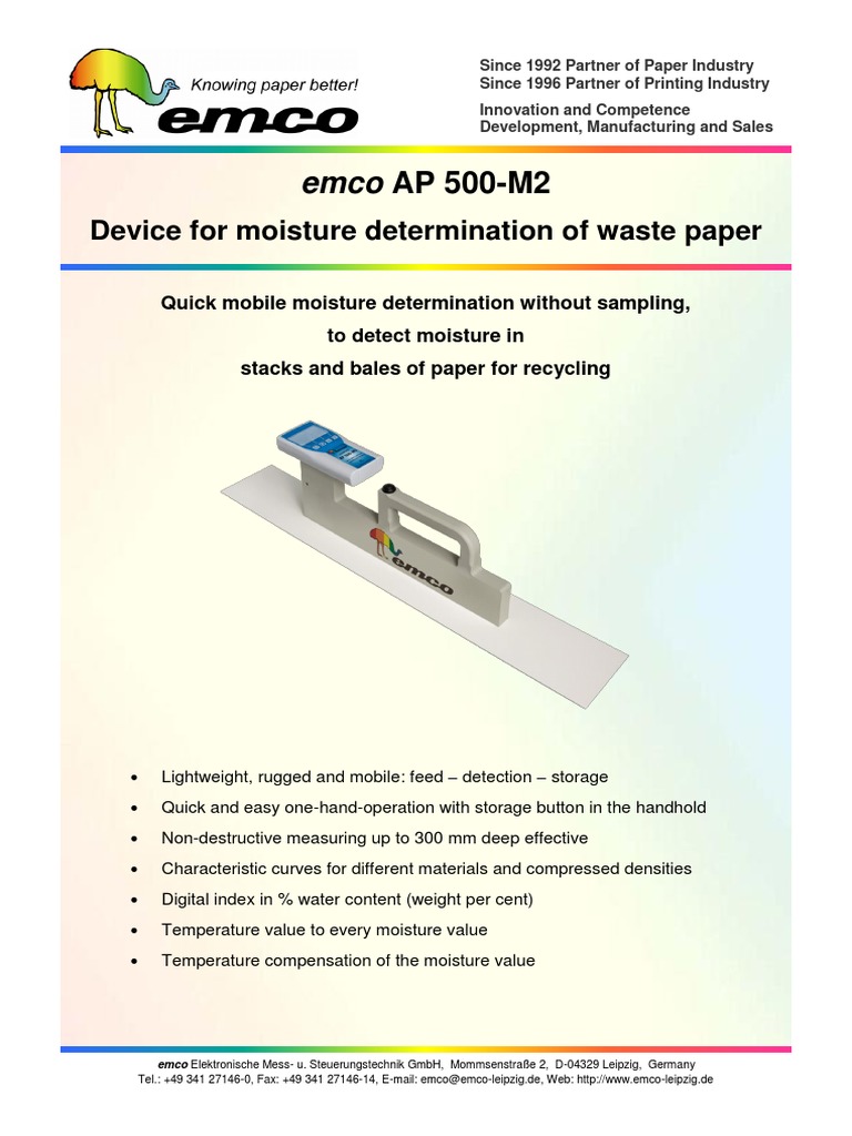 Emco AP 500-M2: Device For Moisture Determination of Waste Paper | PDF ...