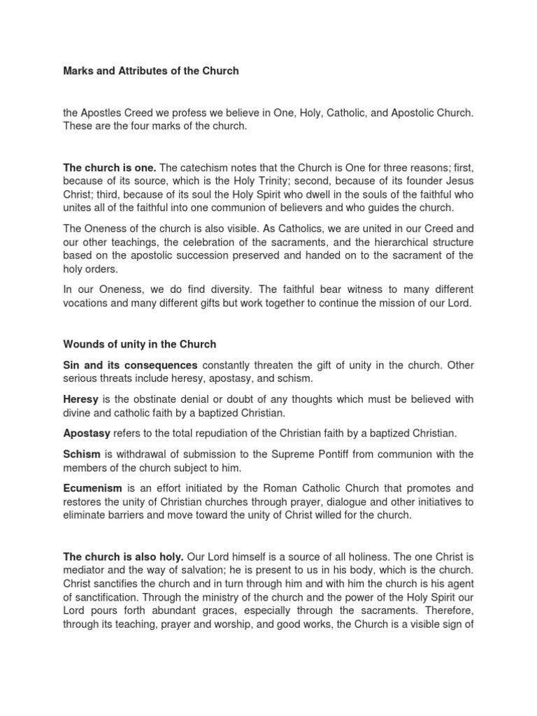 Lesson 3. Marks and Attributes of The Church | PDF | Christian Church ...