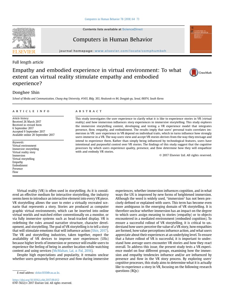 Stimulate Empathy | PDF | Virtual Reality | Embodied Cognition