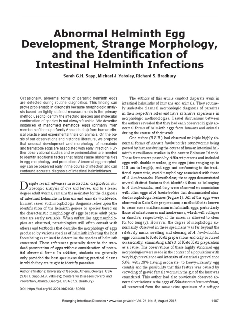 Abnormal Helminth Egg Development, Strange Morphology, and The ...