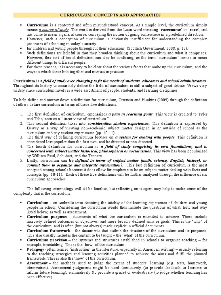 Curriculum Approaches and Foundation | PDF | Curriculum | Teachers