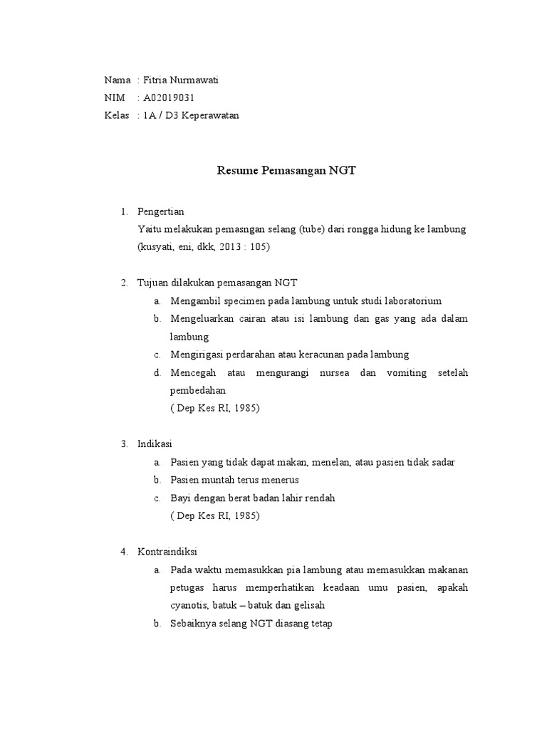 Pemasangan NGT | PDF | Sains & Matematika