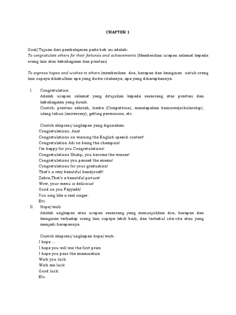 Chapter 1 Congratulation, Hope | PDF