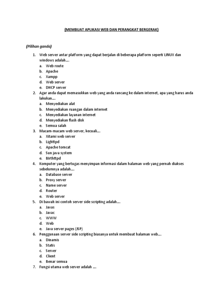 Soal Pemrograman Web Dan PB | PDF | Seni | Komputer