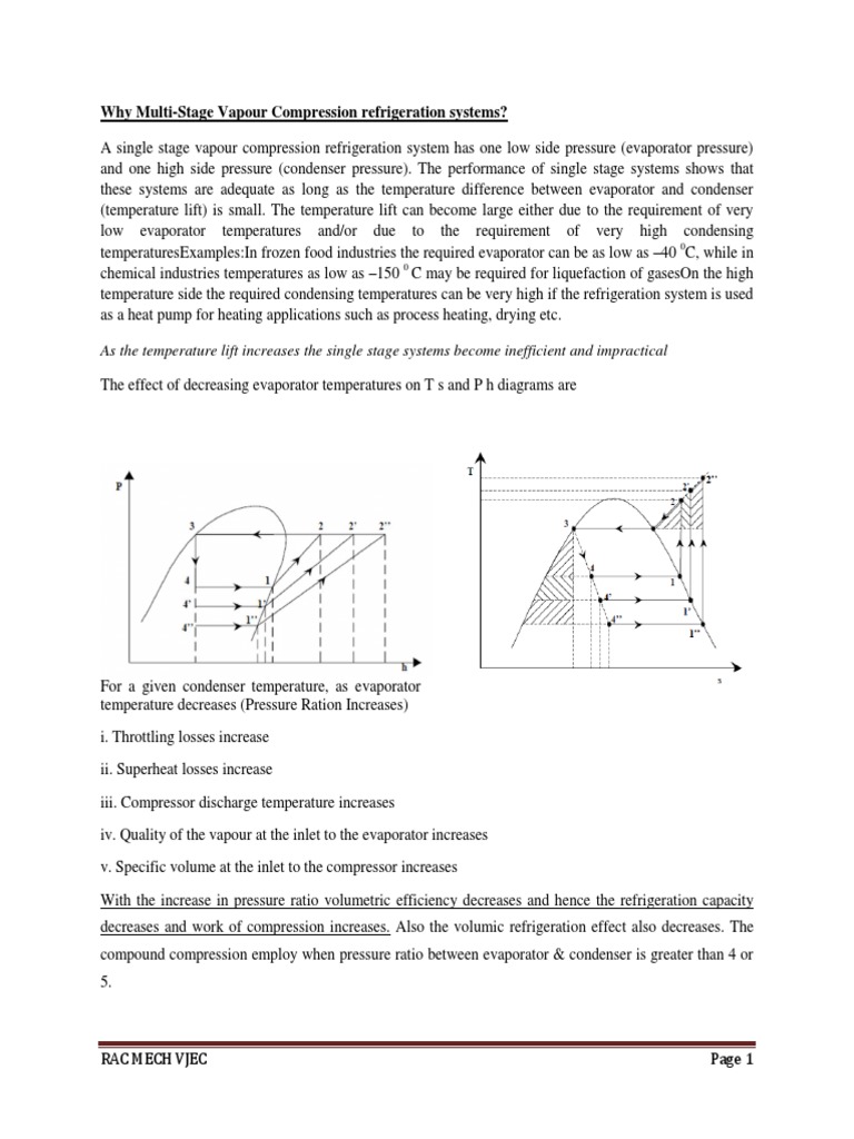 Why Multi-Stage Vapour Compression Refrigeration Systems? | PDF ...