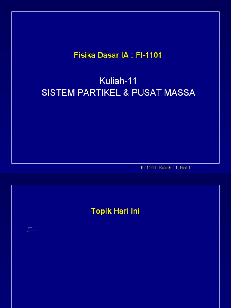 Kecepatan Pusat Massa Sistem Partikel | PDF
